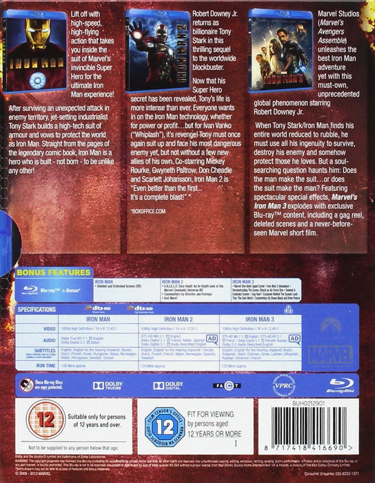 Iron Man 3 Blu Ray Back Cover